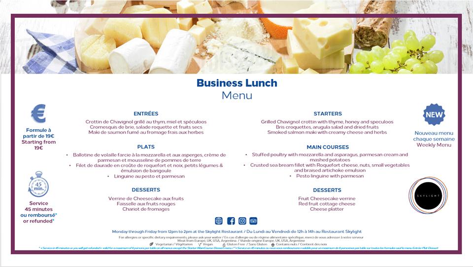 Menu at Restaurant Bar Skylight, Tremblay-en-France