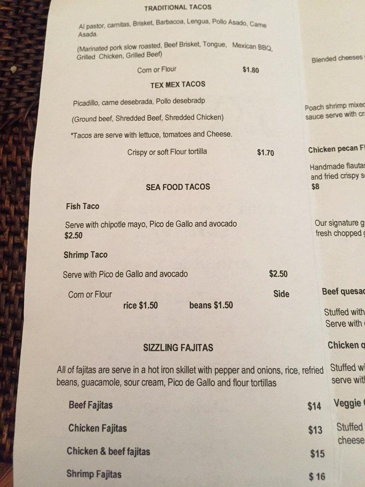 Menu at Taco Regio restaurant, Arlington, W Arkansas Ln #107A