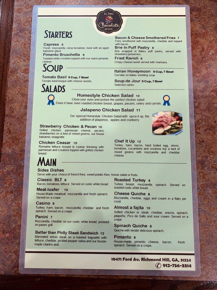 Menu at All Things Chocolate & More restaurant, Richmond Hill, Ford Ave