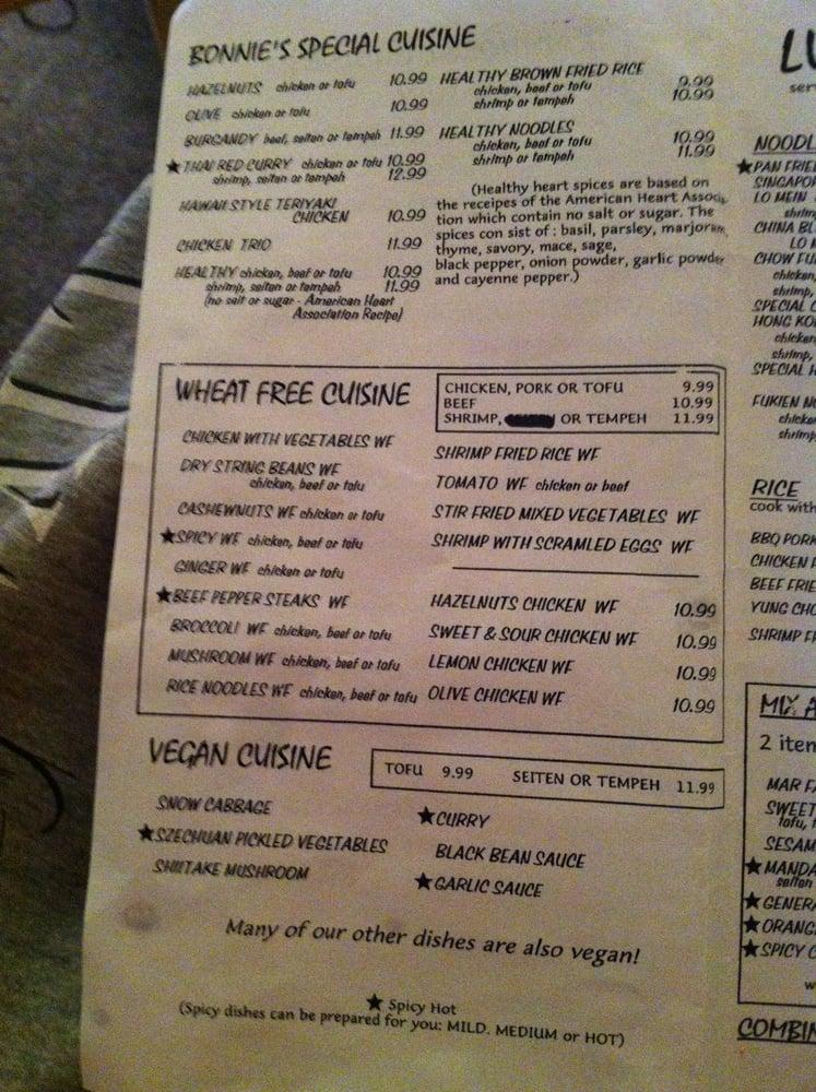 Menu at China Blue restaurant, Corvallis
