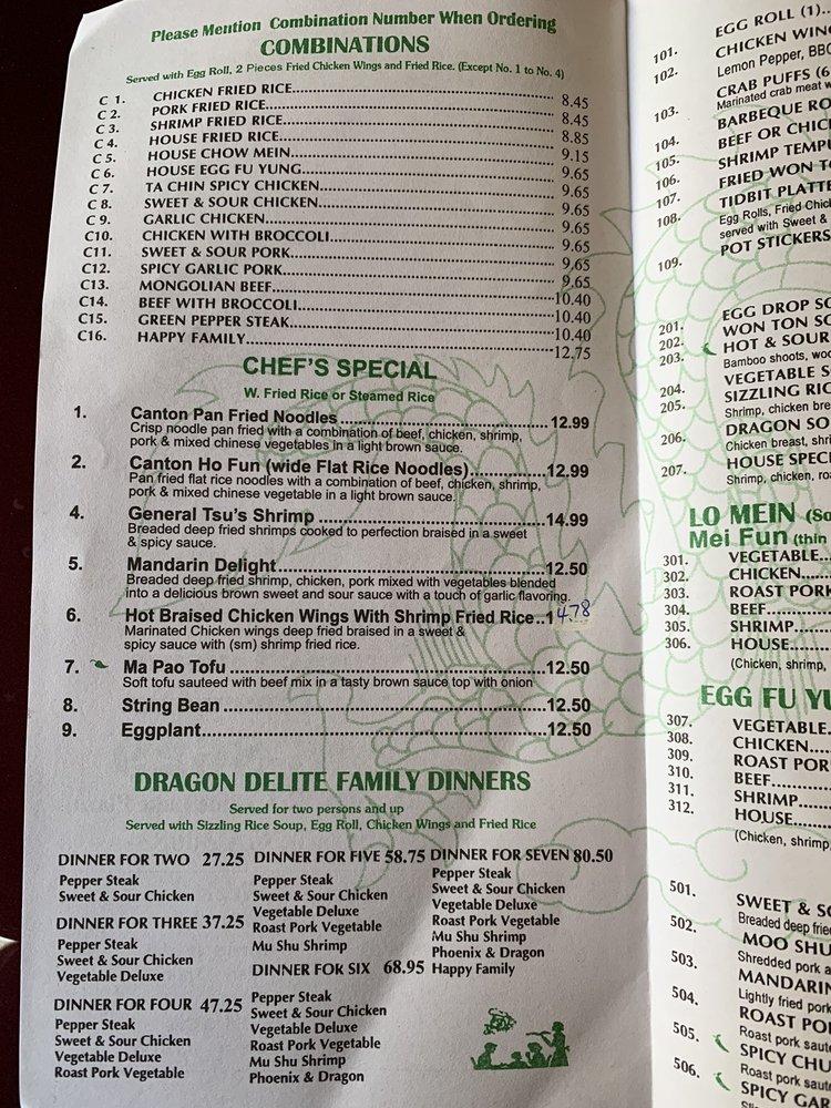 Menu at Dragon Delite Chinese Restaurant, Stone Mountain