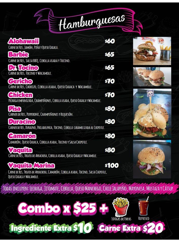 Menu at Hambur=Ger restaurant, Santiago de Querétaro, Calle Vicuña ...