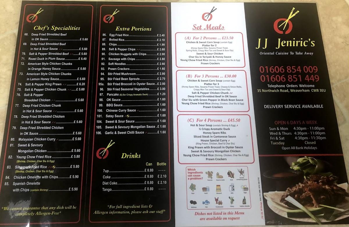 Menu at J J FRESH COOK (jenirics) restaurant, Northwich