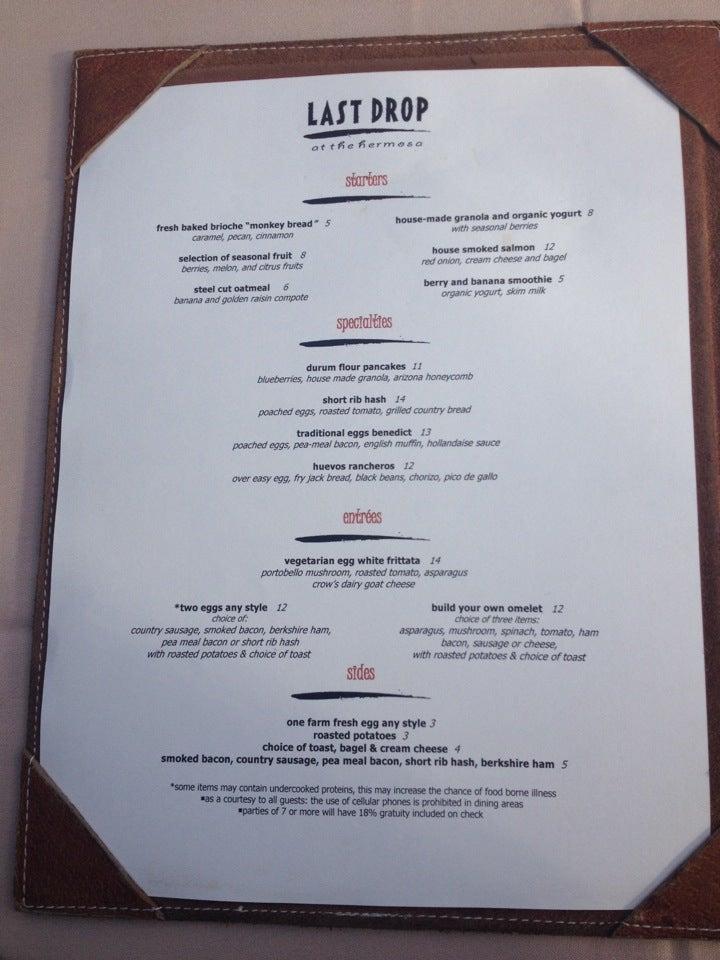 Menu at LON’s at The Hermosa Inn pub & bar, Paradise Valley