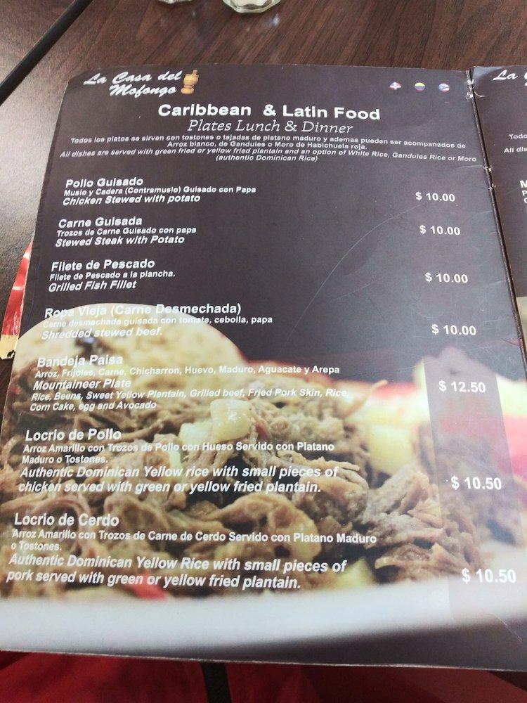 Menu at La Casa Del Mofongo restaurant, Houston, 125 E Edgebrook Dr suite c