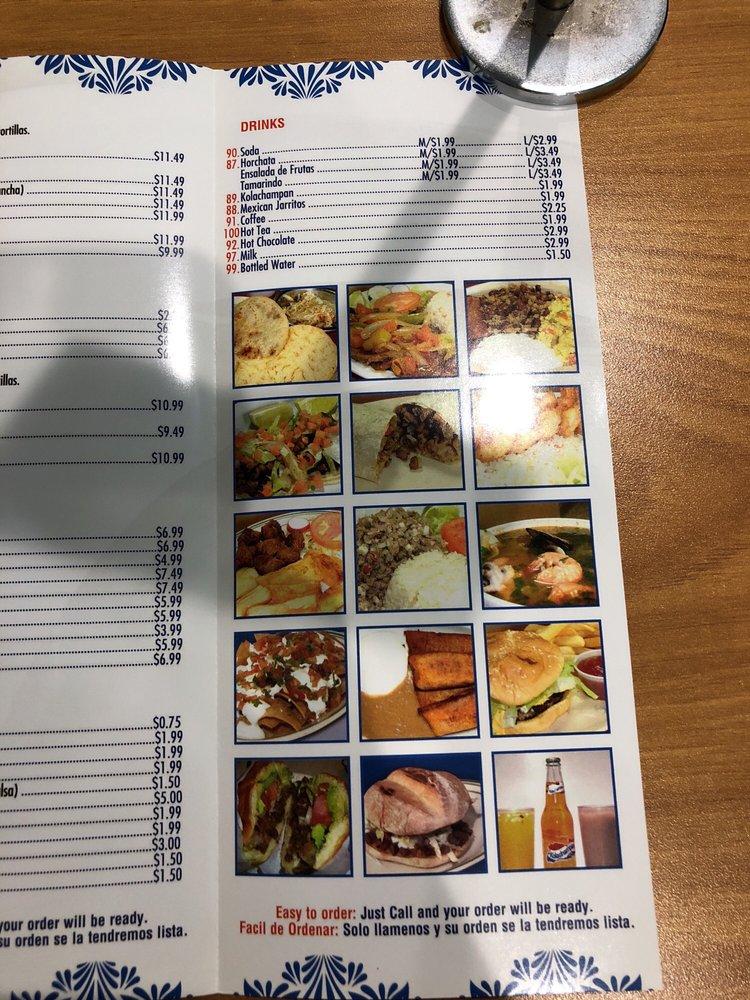 Menu at Las Pupusas restaurant, Las Vegas, S Las Vegas Blvd
