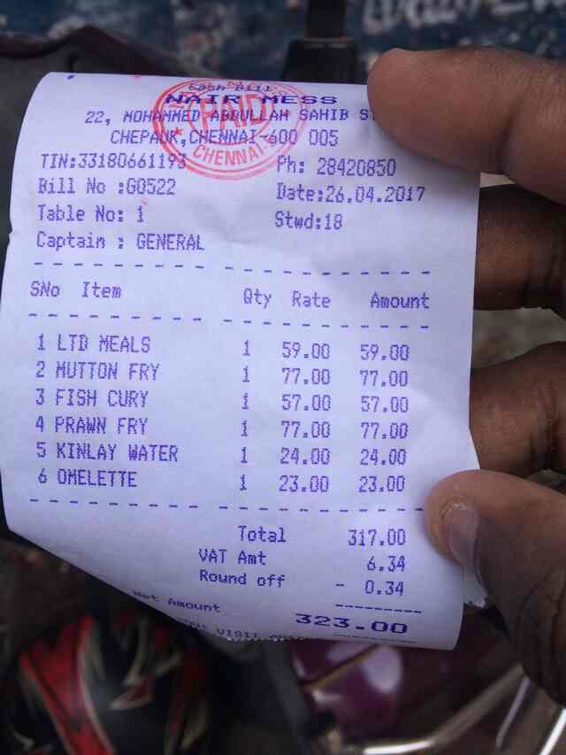 Menu at NAIR MESS, Chennai, NO:22