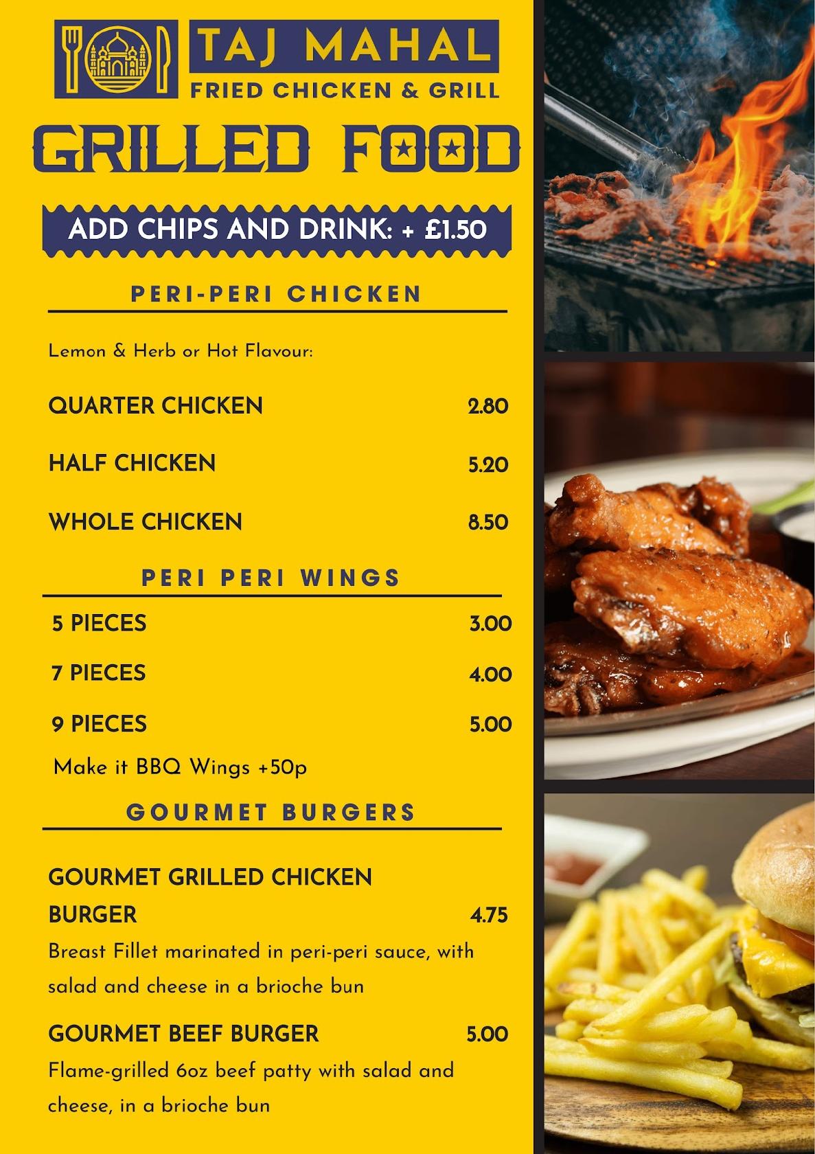 Menu at Taj Mahal Fried Chicken & Grill fast food, London, 512 ...