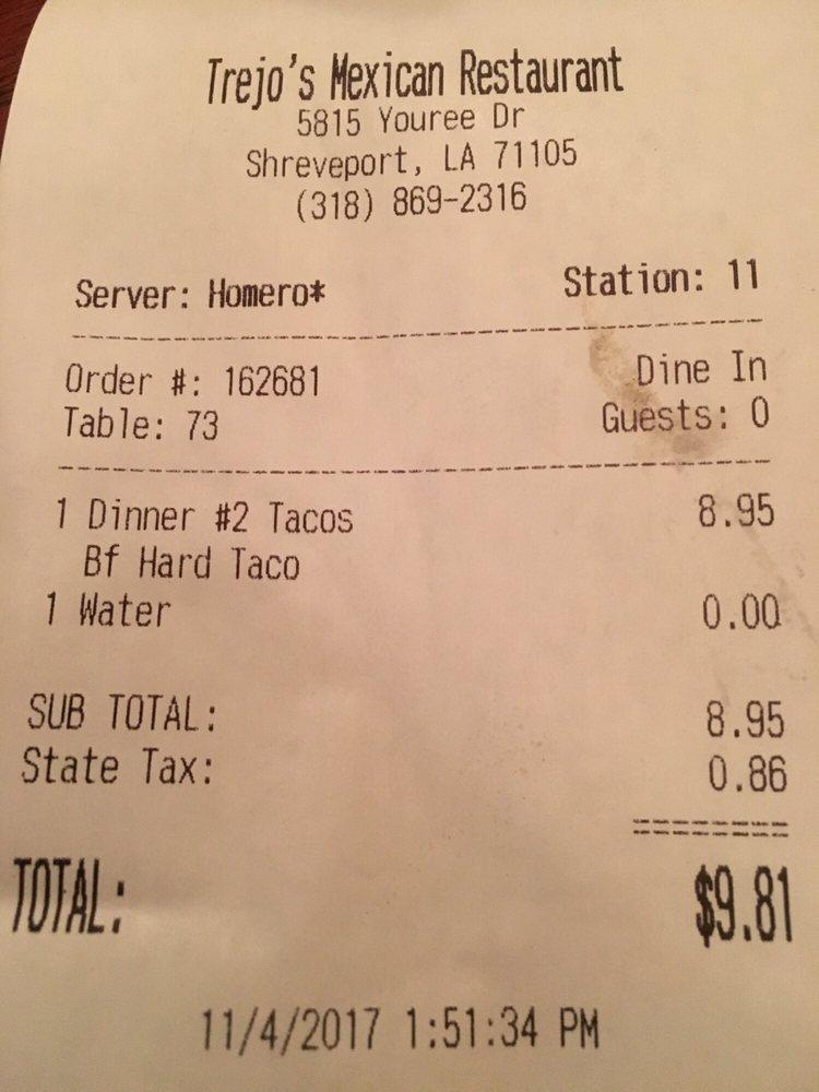 Menu at Trejo's Mexican Restaurant, Benton, LA-3