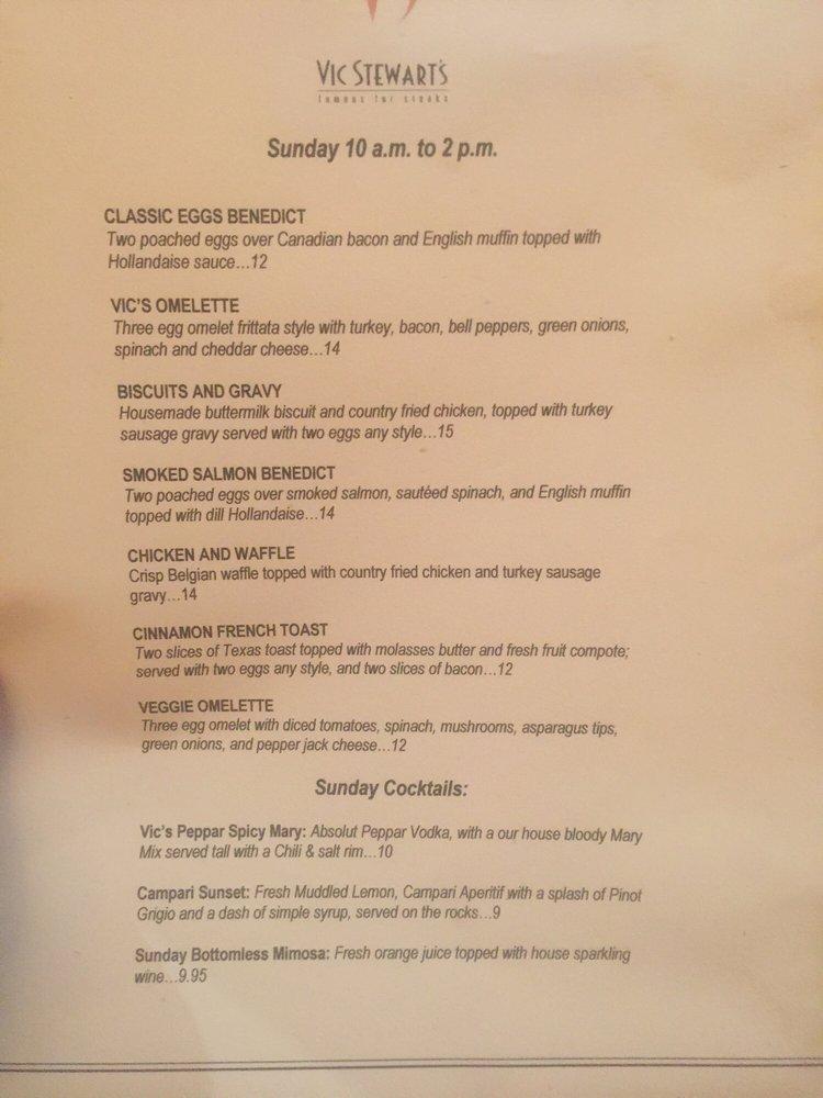 Menu at Vic Stewart's pub & bar, Brentwood