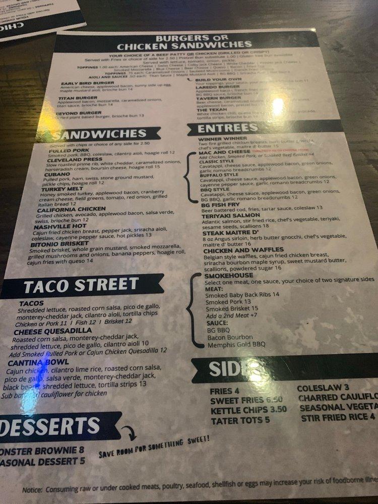 Menu at Brew Garden pub & bar, Middleburg Heights, Bagley Rd