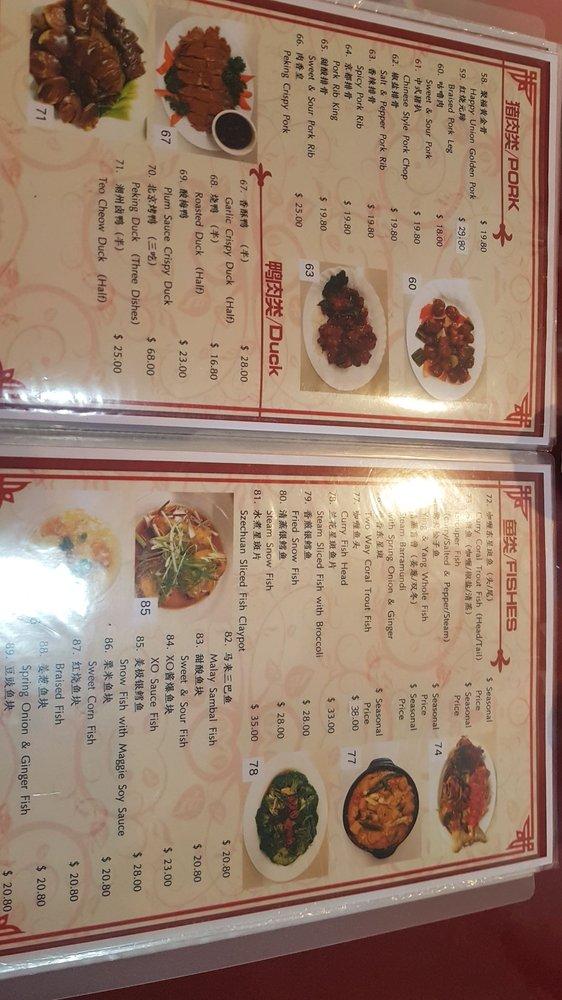 Menu at Happy Union Restaurant, Kardinya, 1 Le Souef Dr
