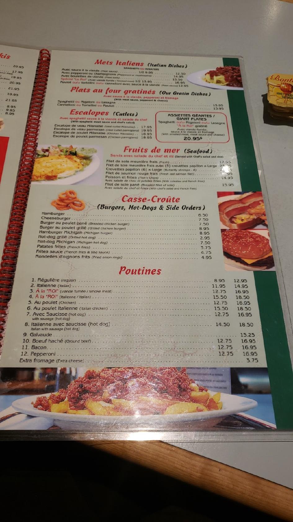 Menu au Le Roi du Smoked Meat restaurant, Montréal