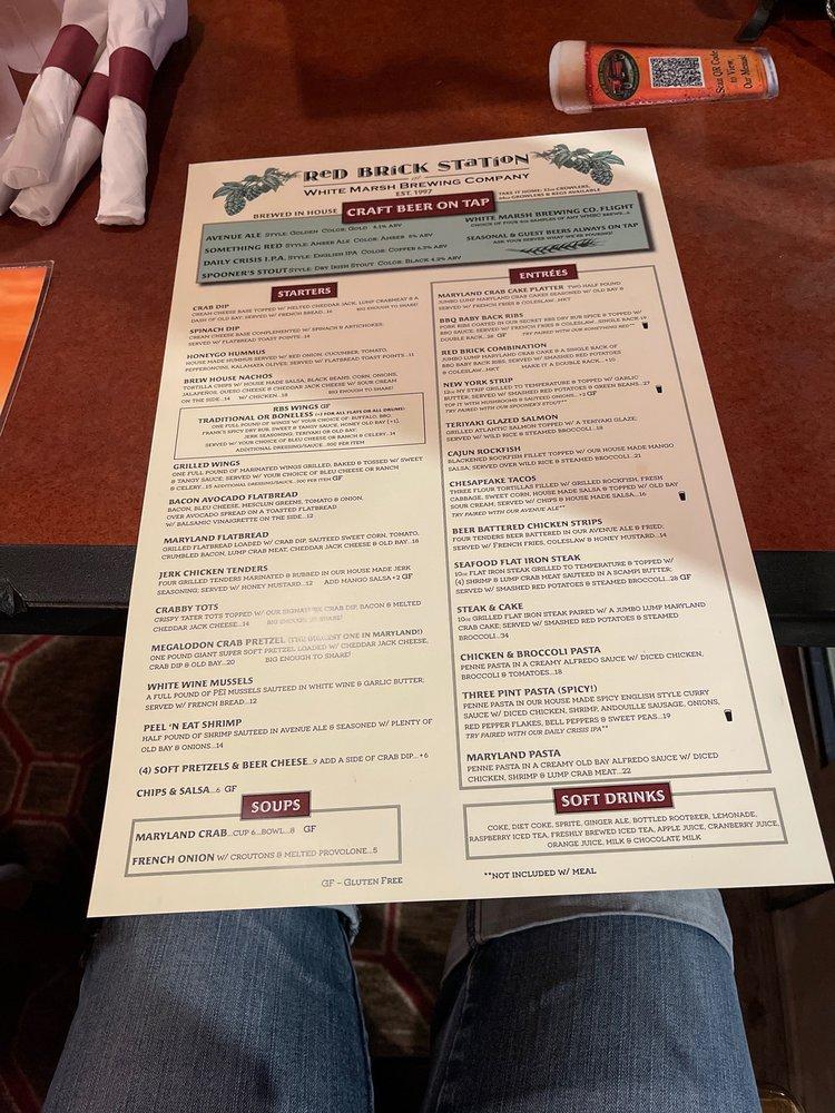 Menu at Red Brick Station pub & bar, White Marsh, Honeygo Blvd