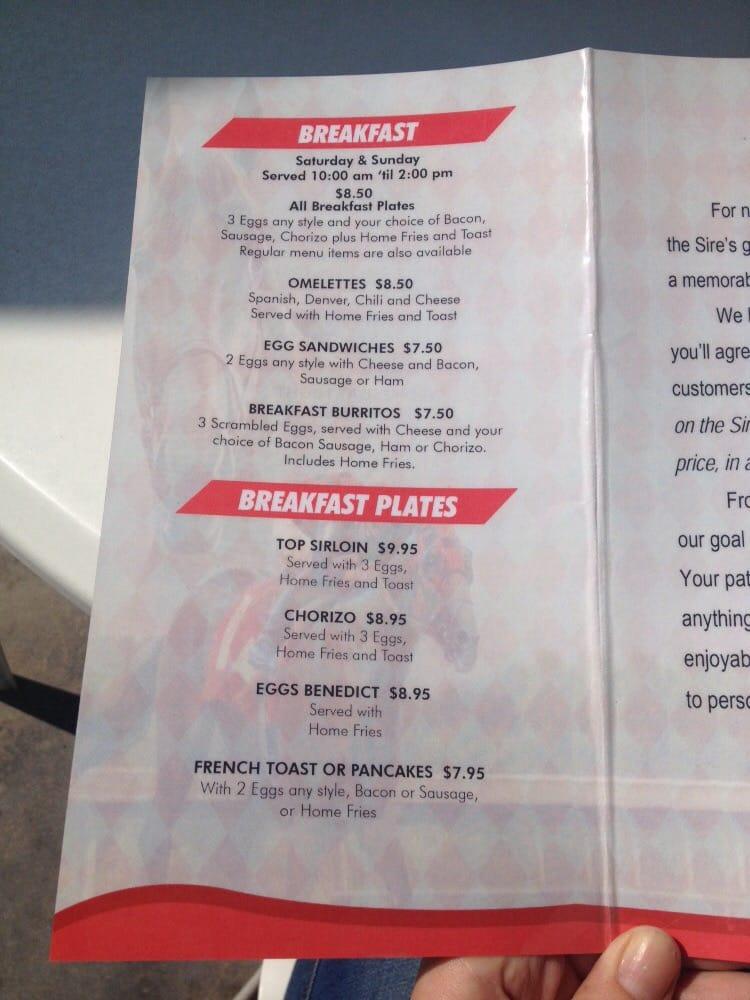 Menu at Sire Restaurant, Riverside