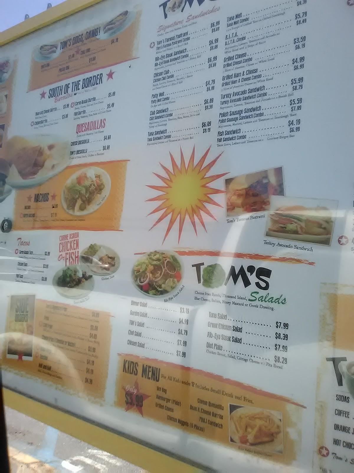 Menu at Tom's Famous Burgers 6 restaurant, Huntington Park, Pacific Blvd