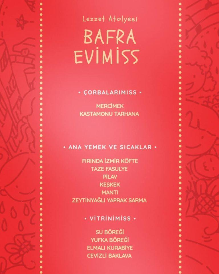 Menu at BAFRA EVİMİSS YÖRESEL LEZZETLER, Bafra