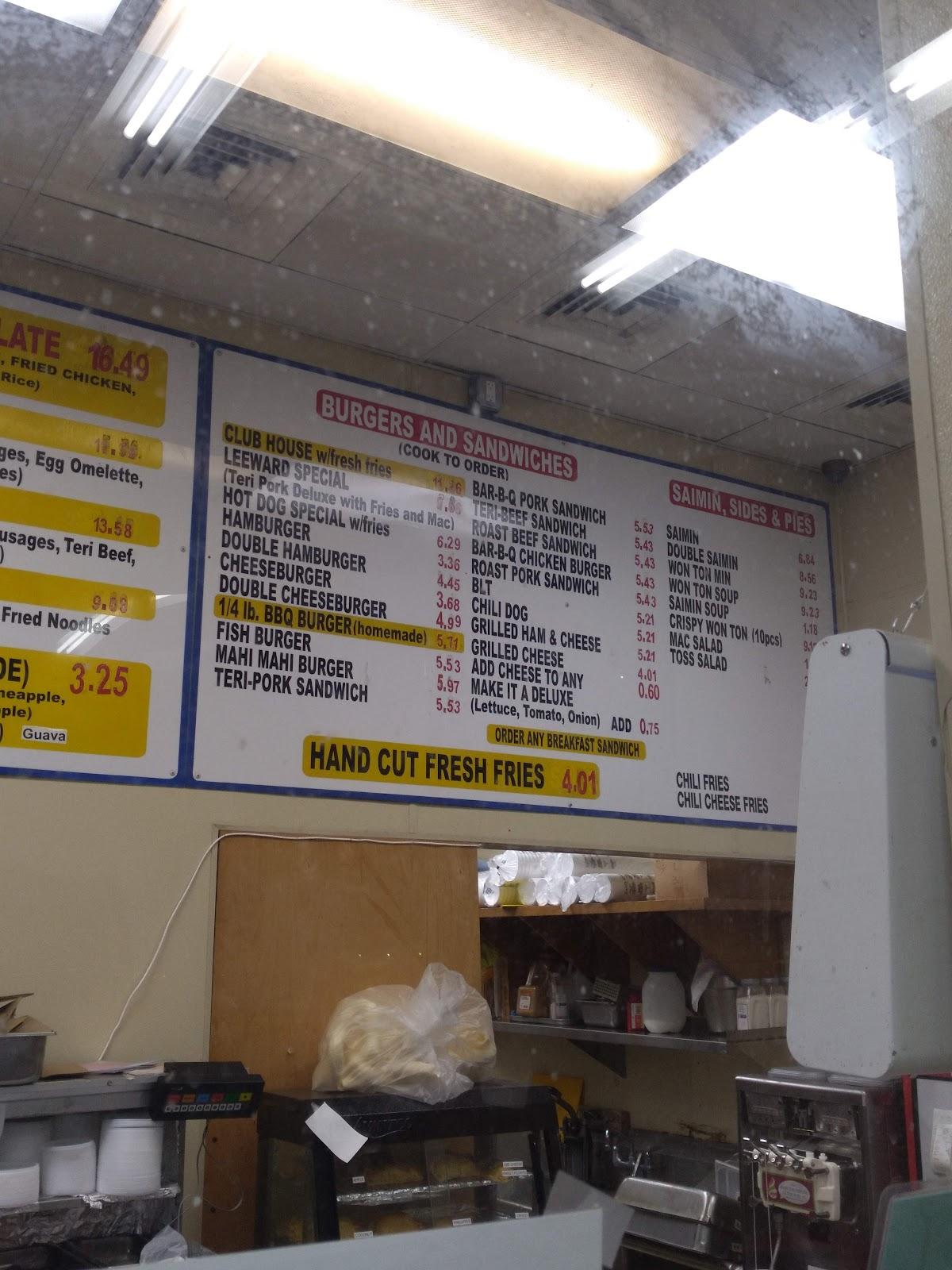 Menu at Leeward Drive-Inn BBQ, Waipahu