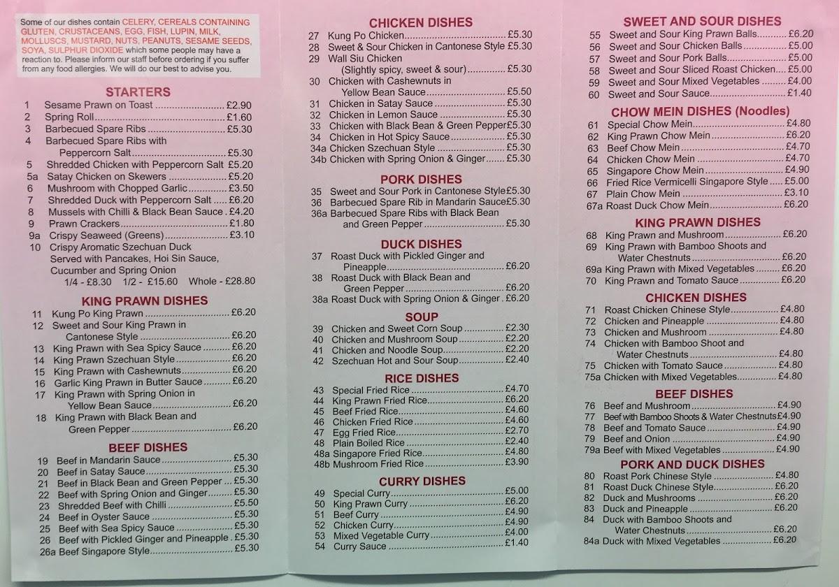 Menu at Lovely Chinese fast food, West Malling