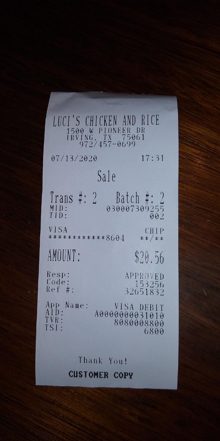 Menu at Luci’s Chicken N Rice restaurant, Irving