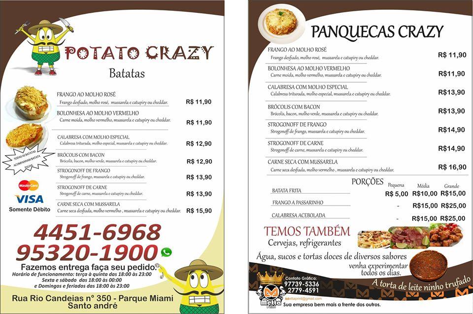 Menu at POTATO CRAZY restaurant, Santo André