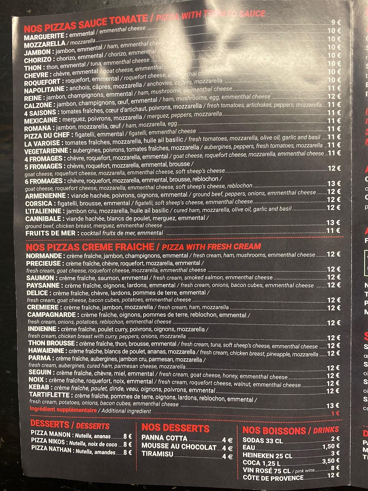 Menu at Pizza 3000 St Raphaël pizzeria, Saint-Raphaël, Bd du Cerceron