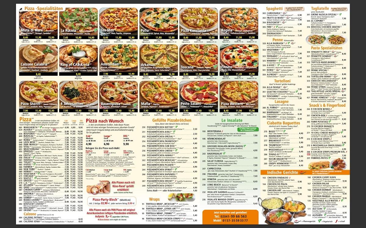 Menu at Pizza Cab Bottrop, Bottrop