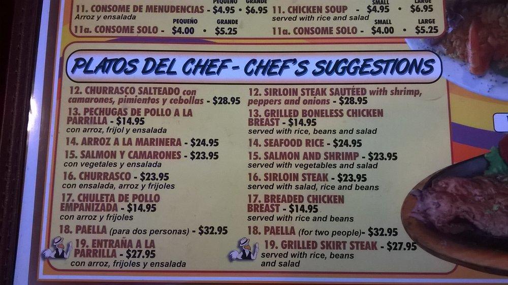 Menu at Pollos El Paisa restaurant, Westbury