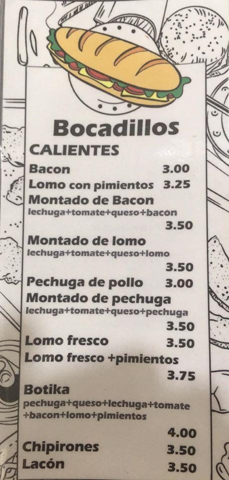 Menu at Taperia A Botika pub & bar, Ourense
