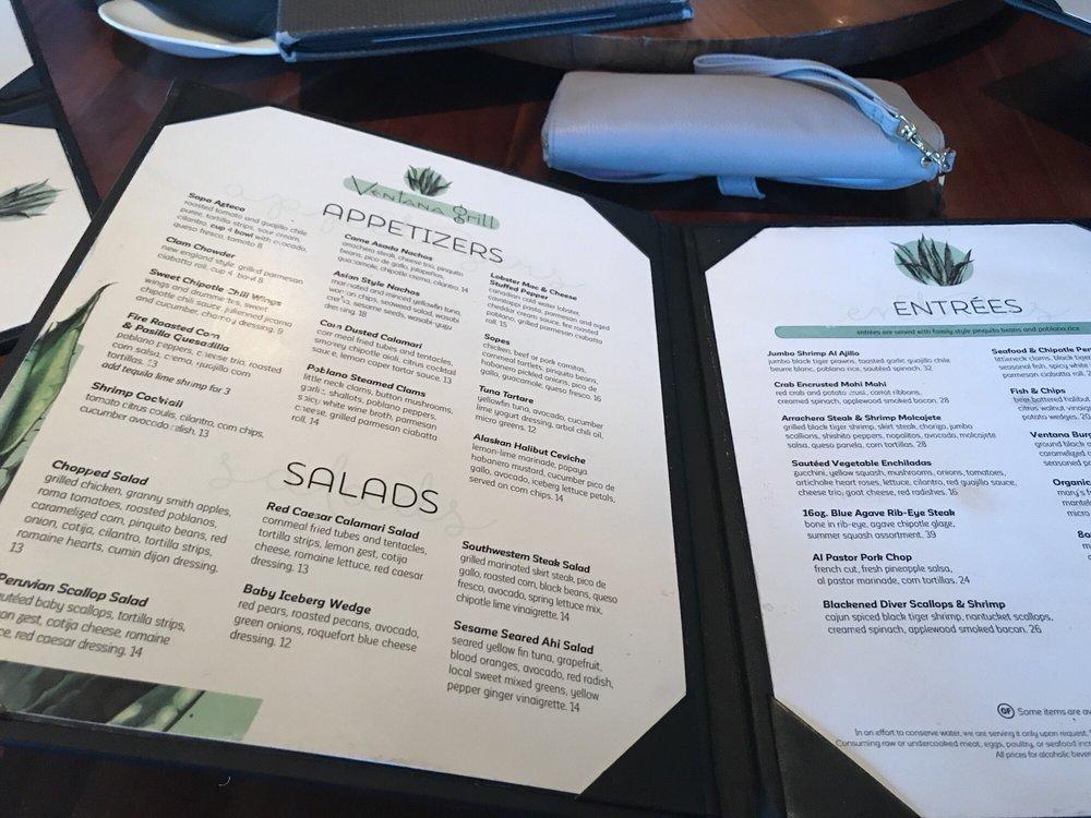 Menu at Ventana Grill pub & bar, Pismo Beach