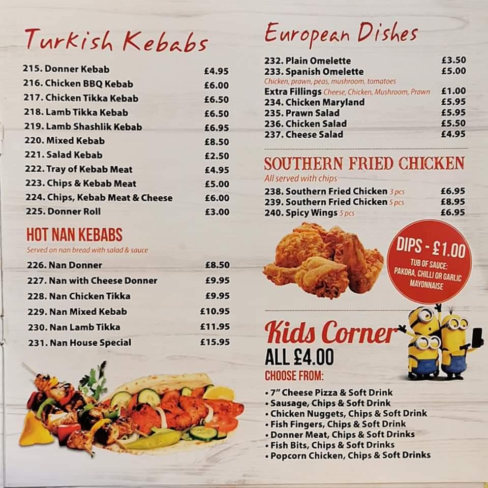 Menu at Fish And Chicken Bar And Curry Club, Tain