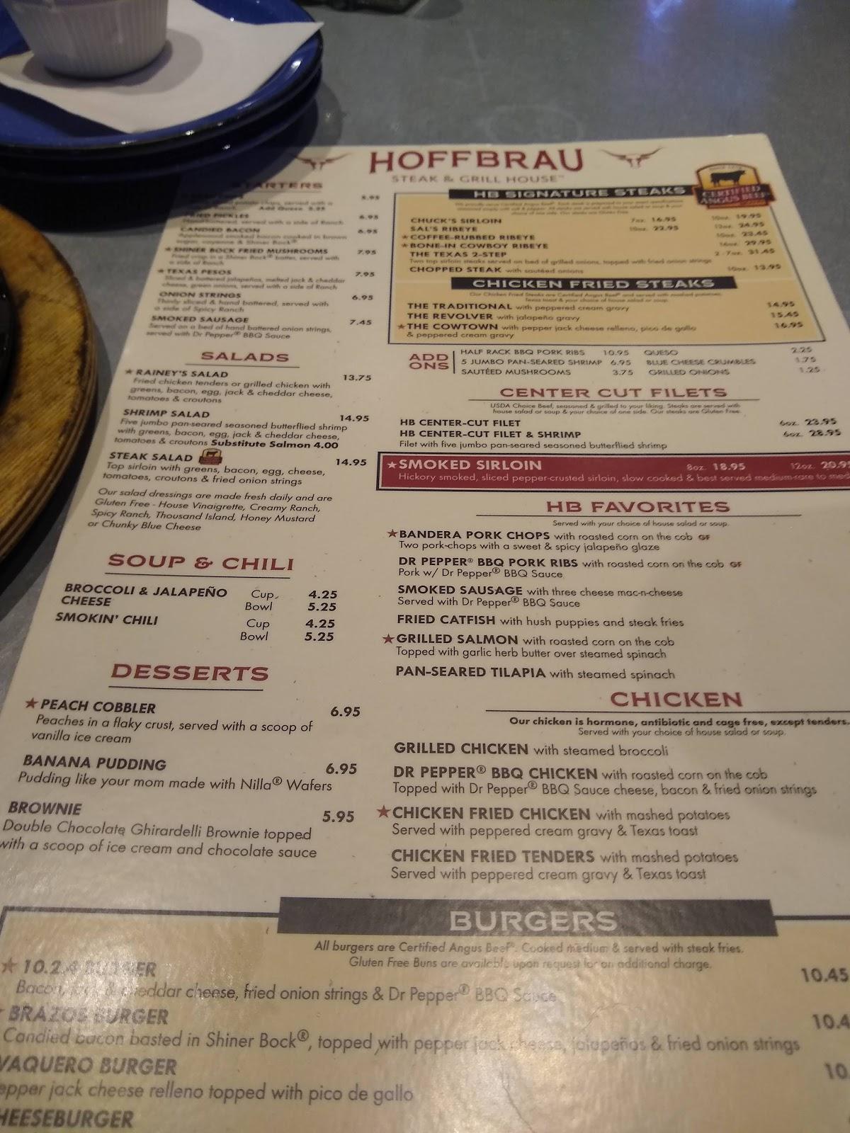 Menu at Hoffbrau Steak & Grill House pub & bar, Amarillo, W Interstate ...