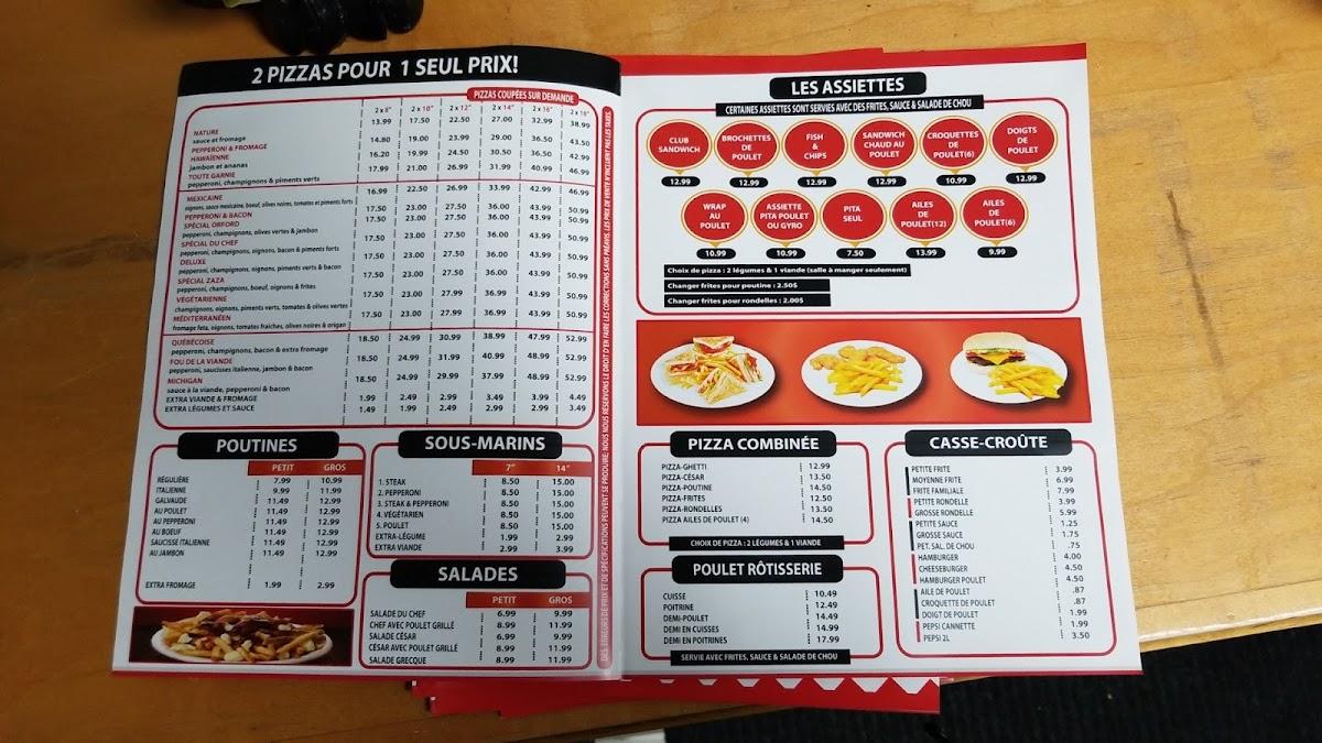 Menu at Pizza Du Monde restaurant, Magog, Rue Sherbrooke