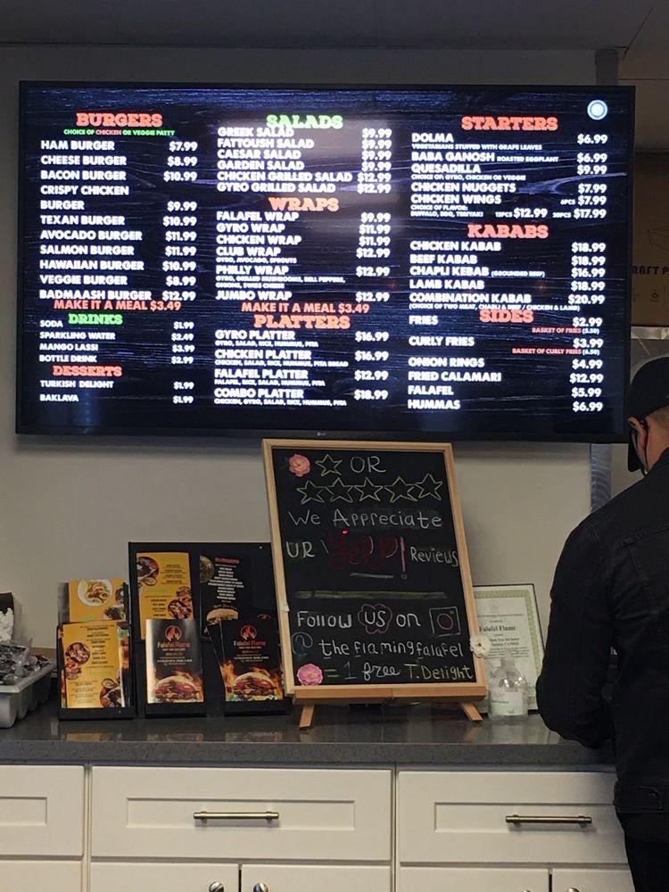 Menu at Falafel Flame restaurant, Concord