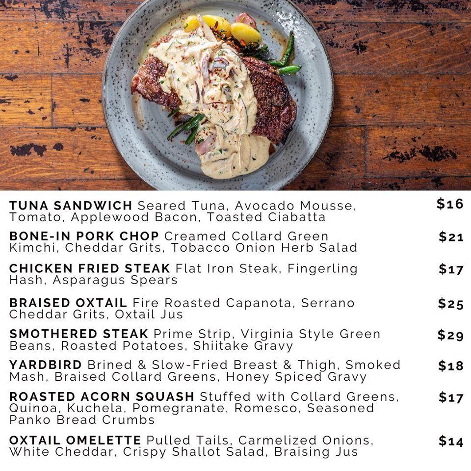 Menu at Lucille's restaurant, Houston