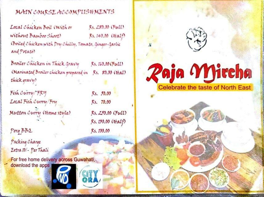 Menu at Raja Mircha 2, Guwahati