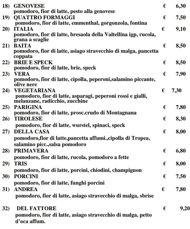 Menu da AL Portone pizzeria ristorante, Este