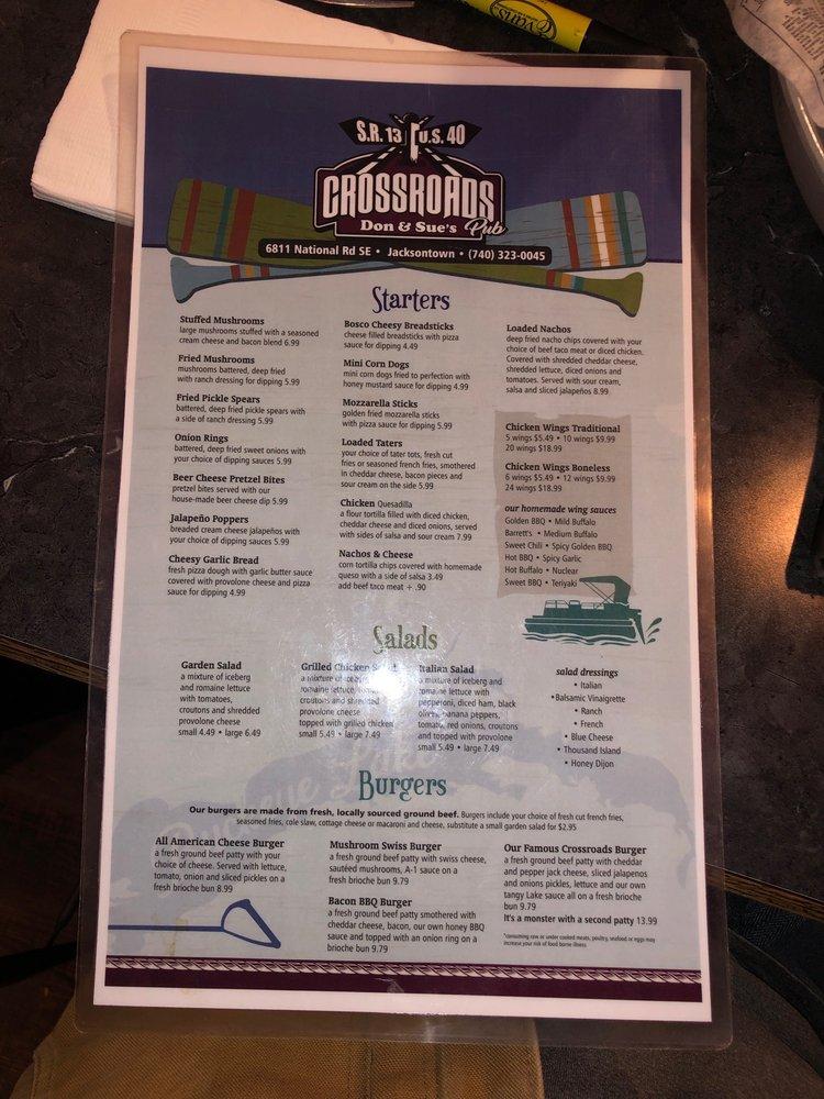 Menu at Crossroads pizzeria, Jacksontown, National Rd.
