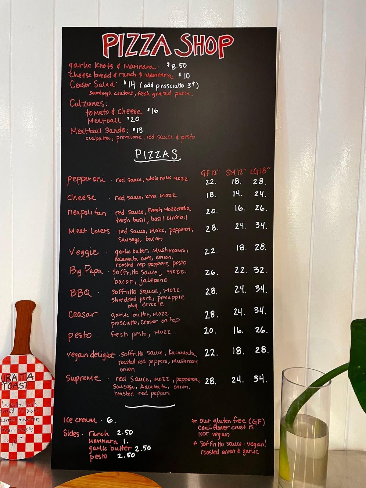 Menu at Hanalei Pizza Shop pizzeria, Hanalei