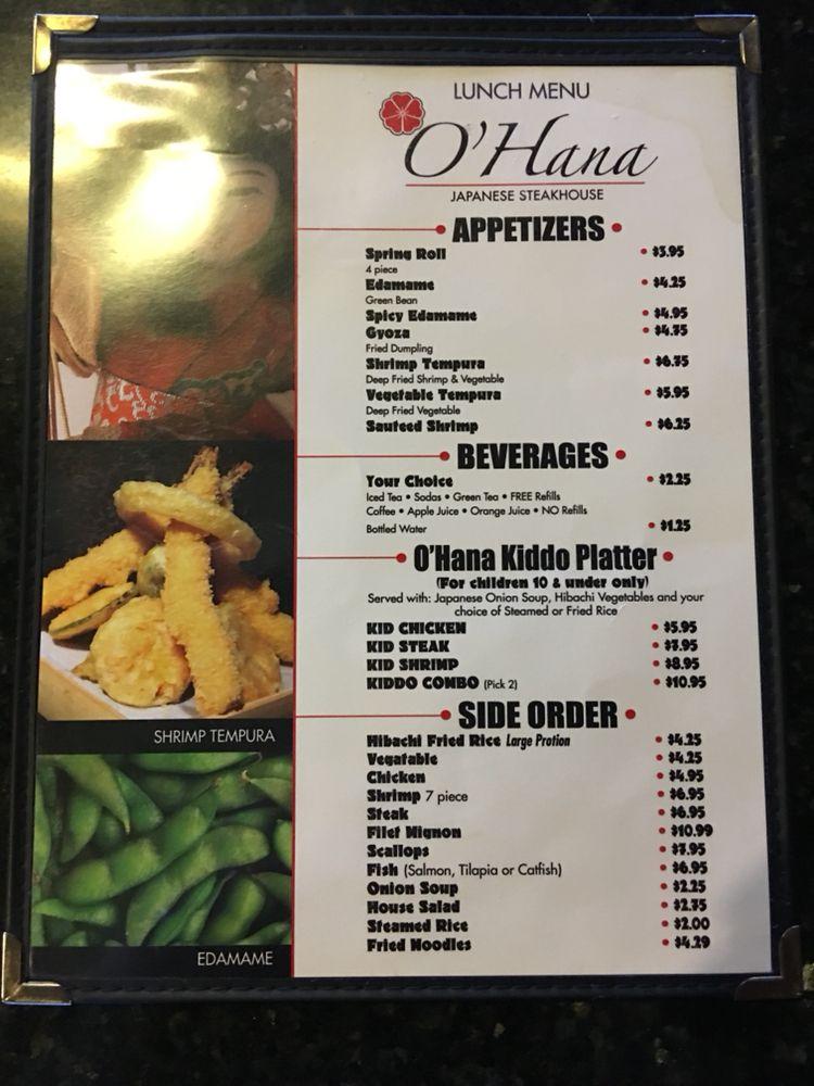 Menu at O'hana Japanese Steak Restaurant, Lamesa