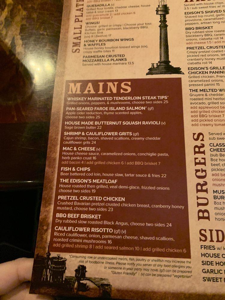 Menu at The Edison Grill pub & bar, Harwinton