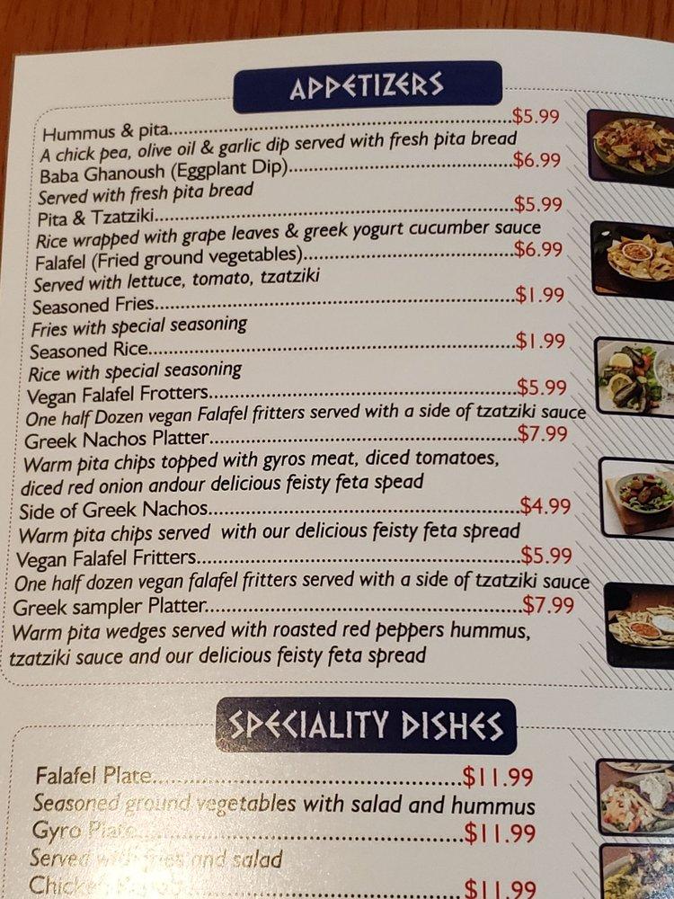 Menu at Greek Gyros restaurant, Georgetown