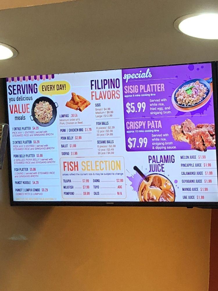 Menu at Ihaw Ihaw Filipino Cuisine restaurant, Virginia Beach