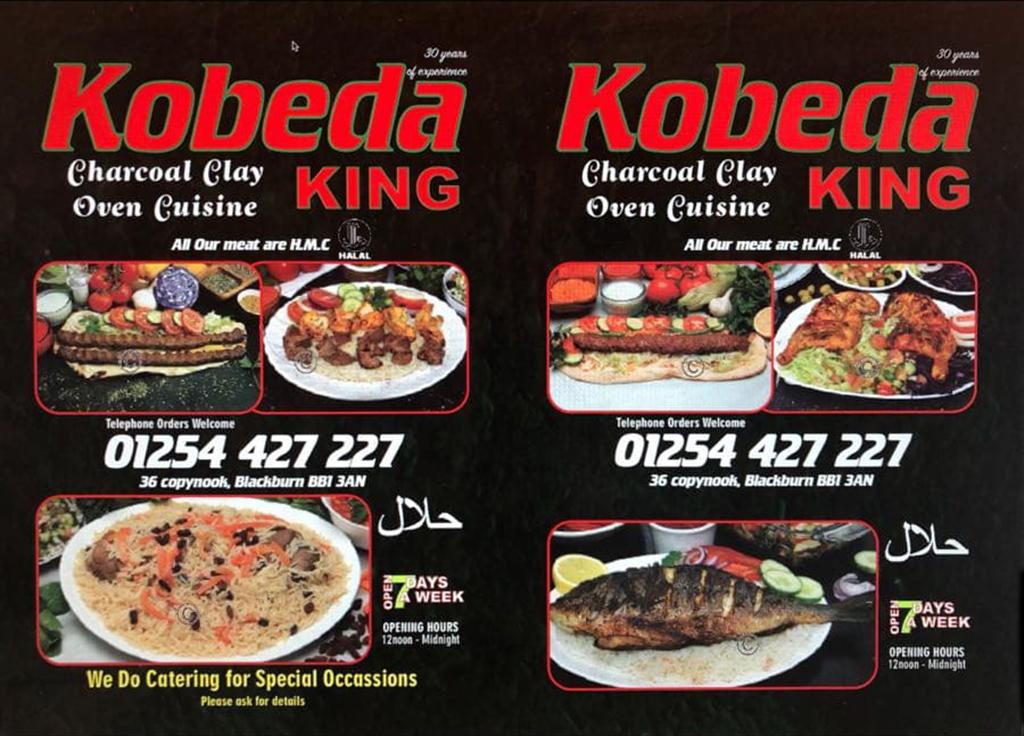 Menu at Kobeda King restaurant, Blackburn