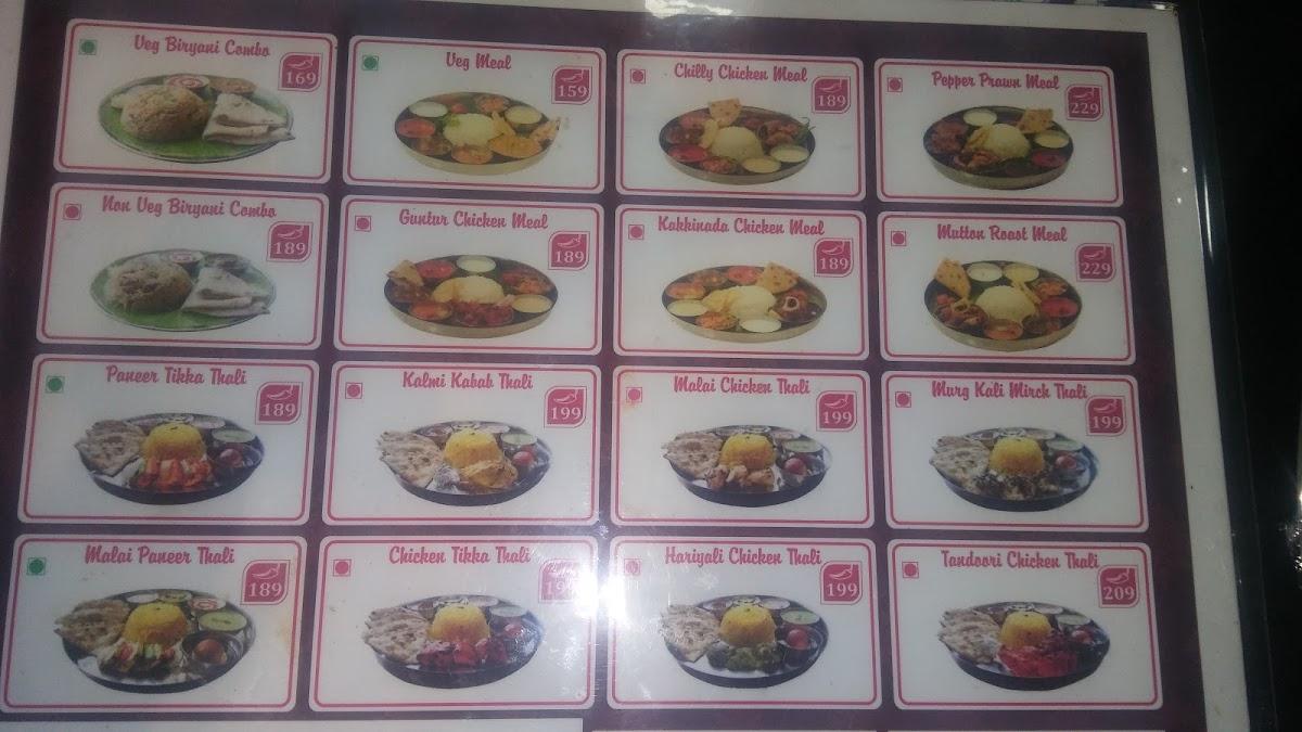 Menu at Nagas, Thrissur