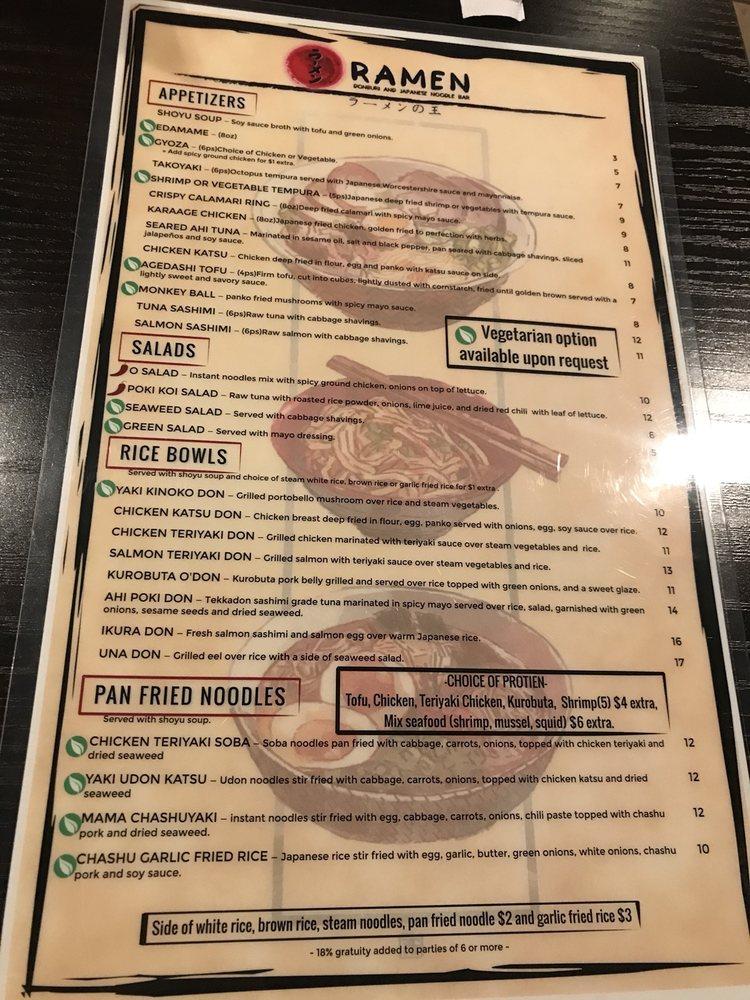 Menu at O Ramen desserts, Bakersfield