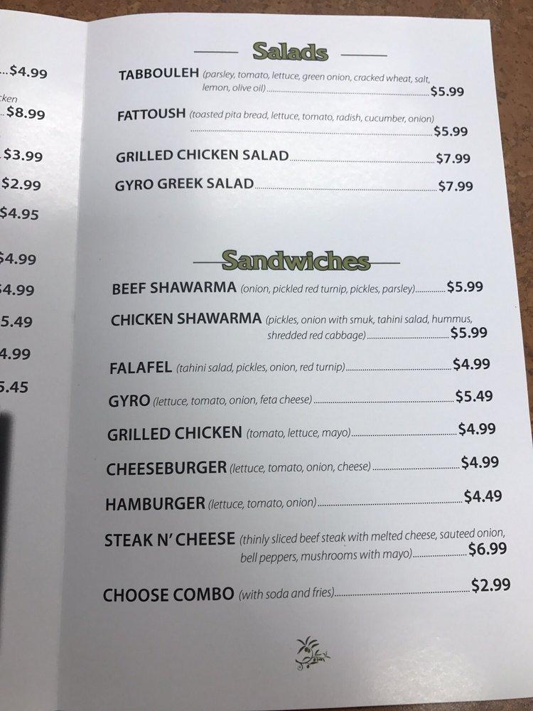 Menu at Al-Zaytuna Grill restaurant, Hamilton