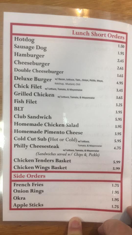 Carta de barbacoa Ashley's Diner, Goldsboro