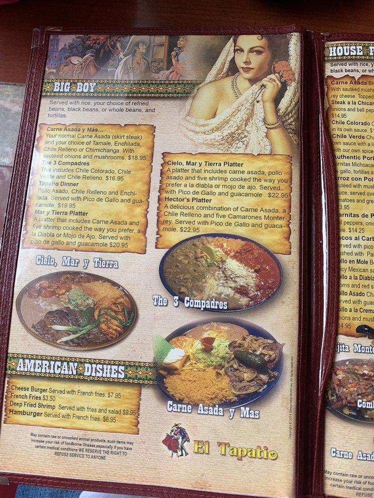 Menu at El Tapatio Mexican Restaurant & Cantina, Cottage Grove