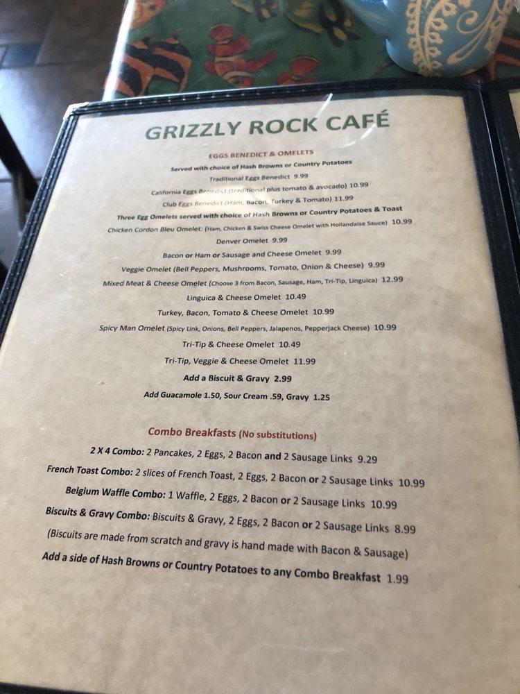 Menu at Grizzly Rock Cafe, Turlock
